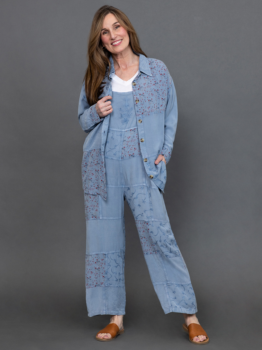 Embroidered Patchwork Button-Up Blouse | Papillon | Suzanne's