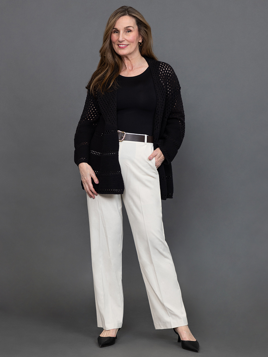 Long Sleeve Open Front Crochet Knit Cardigan | Studio 65 | Suzanne's