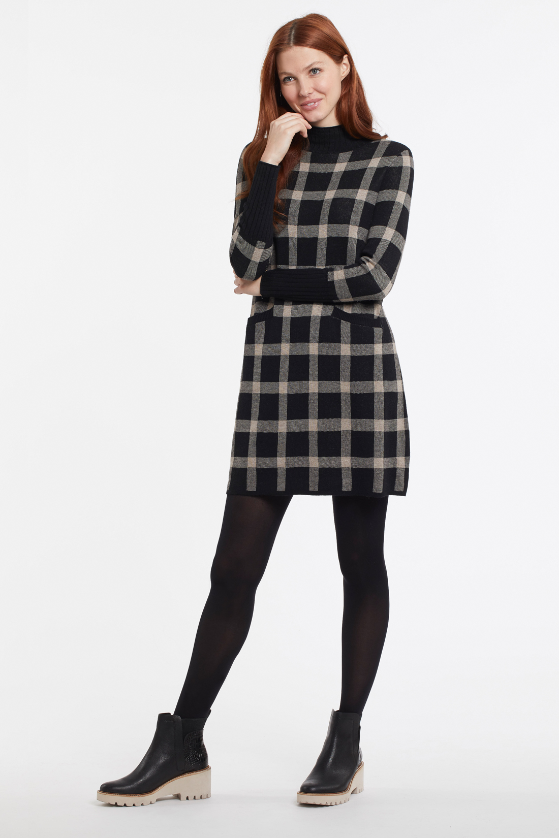 Checkered Turtleneck Sweater Dress | Tribal | Suzanne's