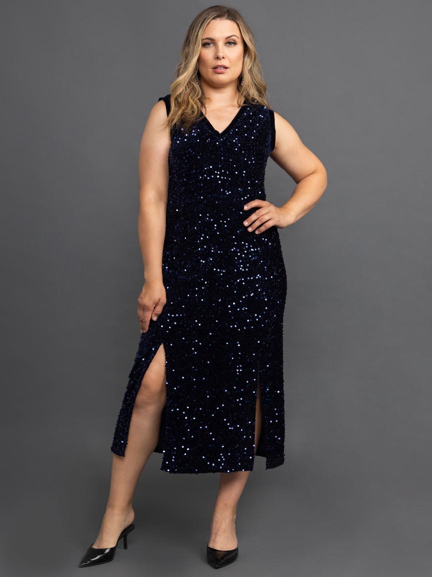Sleeveless Sequined Midi Dress | Papillon | Suzanne's