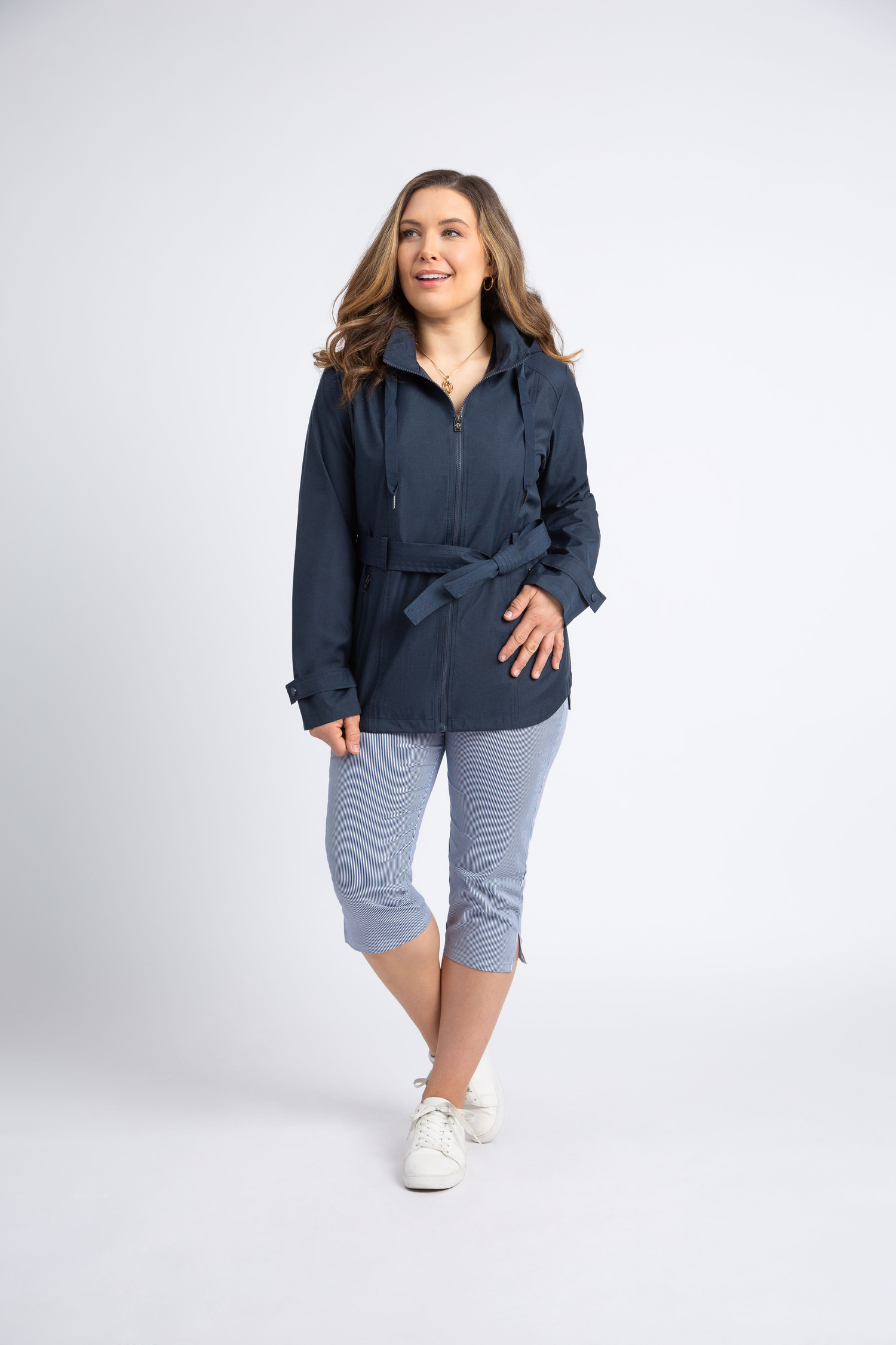 Belted Rain Jacket w/ Hood | Point Zero | Suzanne's