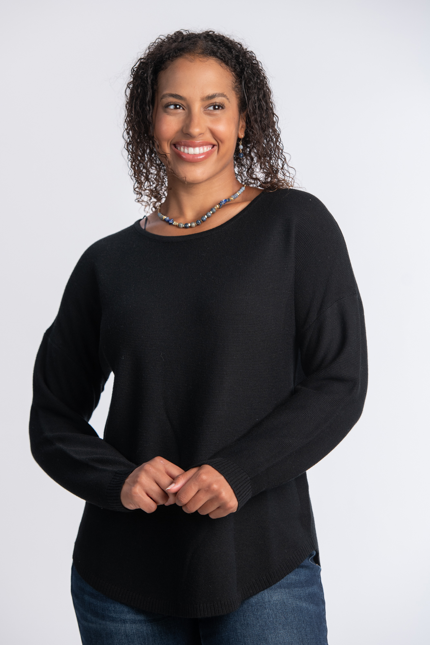 Long Sleeve Dropped Shoulder Knit Sweater | Papillon | Suzanne's