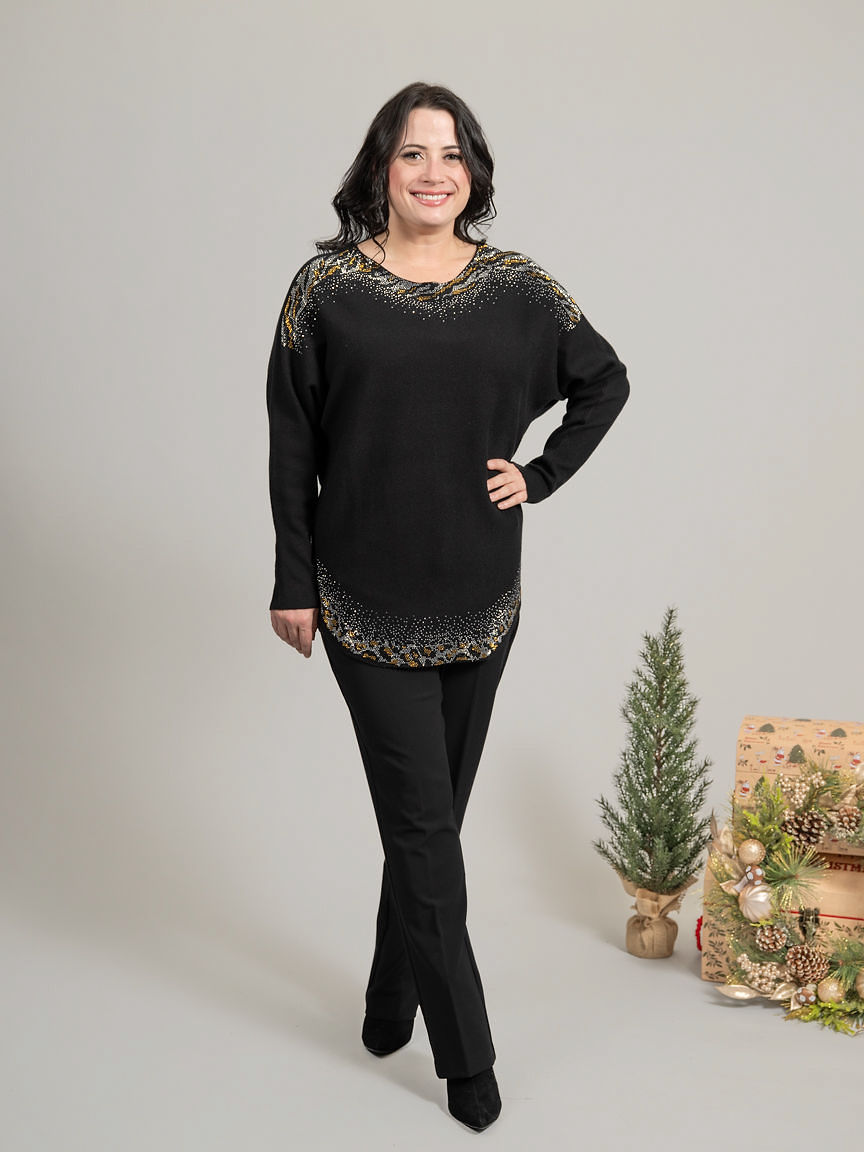 Long Sleeve Dolman Sweater With Hotfix | Papillon | Suzanne's